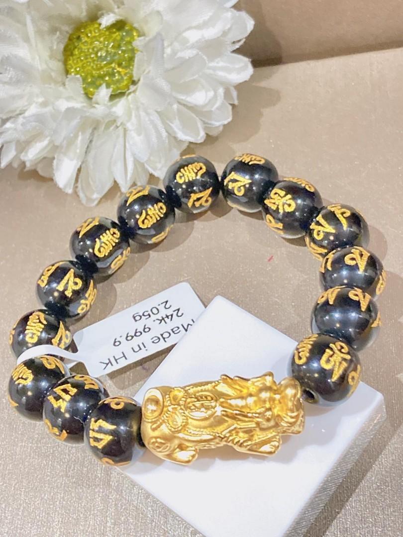 24k Piao Chinese Character Bead Bracelet, Women's Fashion, Jewelry ...