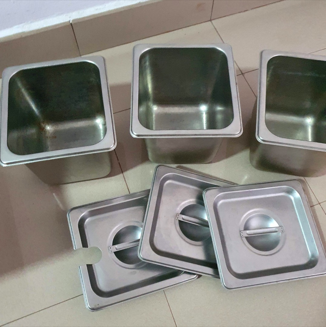 3 Stainless Steel Rectangle sauce container, Furniture & Home Living ...