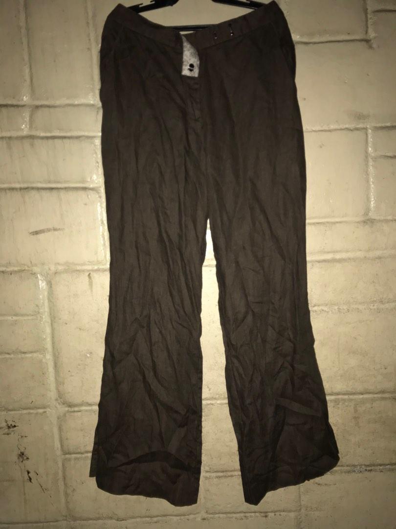 🇩🇰 Jackpot Denmark MALENE 💯 Linen Brown Regular Rise Pants Rare Danish ...