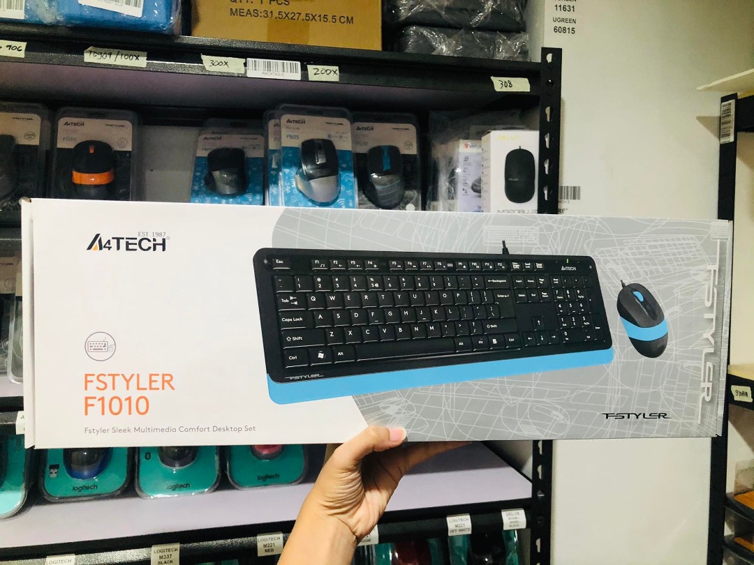 A4Tech Fstyler F1010 Keyboard Mouse Combo USB (Black/Blue/Orange ...