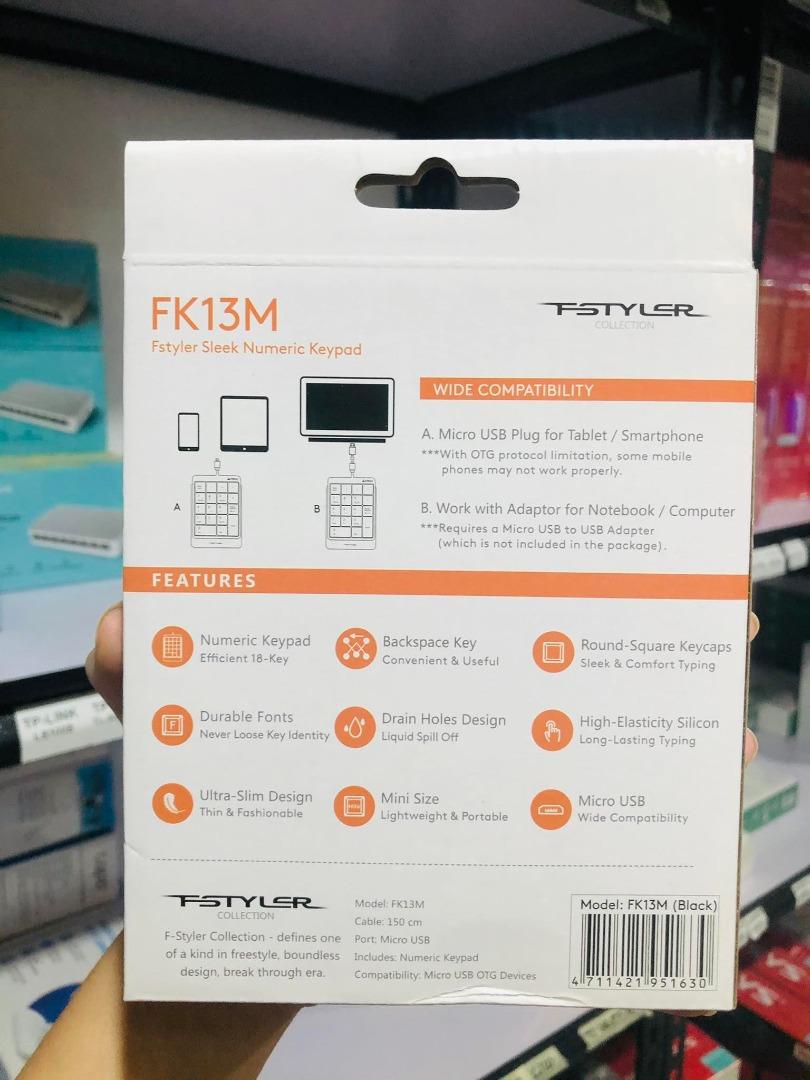 A4Tech Fstyler FK13M Numeric Keypad Micro USB Black, Computers & Tech, Parts & Accessories ...