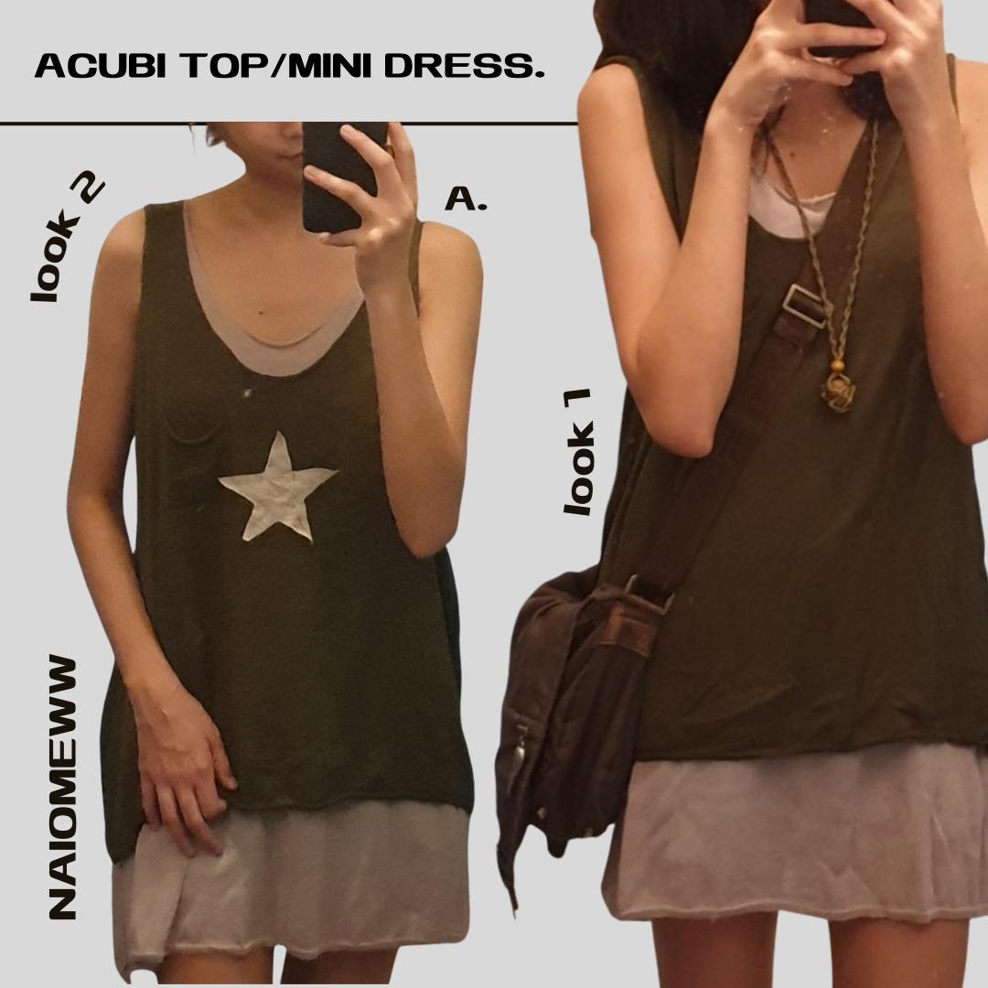 Acubi Dark green star mini dress (grunge, grungecore, starcore ...