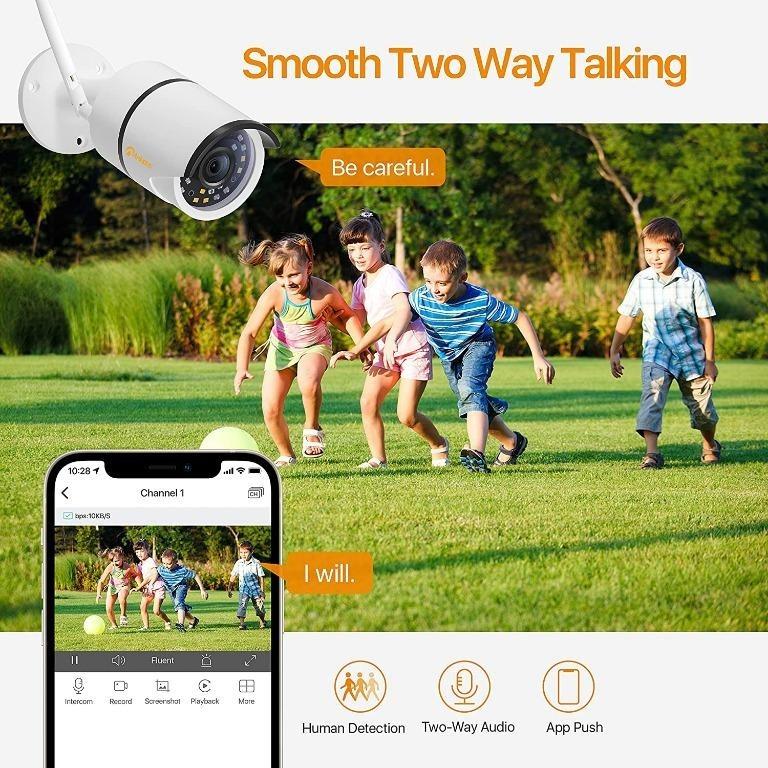 Anlapus Wireless Outdoor CCTV Security Camera, 2MP H.265+ IP Camera ...