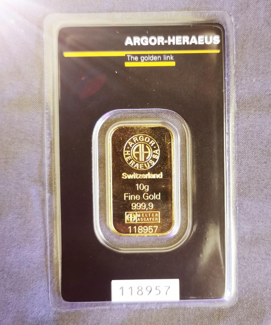 Argor-Heraeus Kinebar Gold Bar 10g, Luxury, Accessories on Carousell
