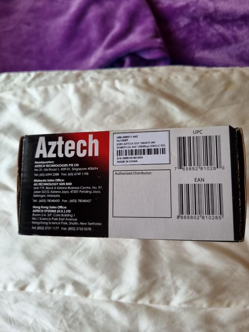 Aztech HL129EP 1200Mbps MIMO Homeplug AV2 Smartlink with AC Pass ...