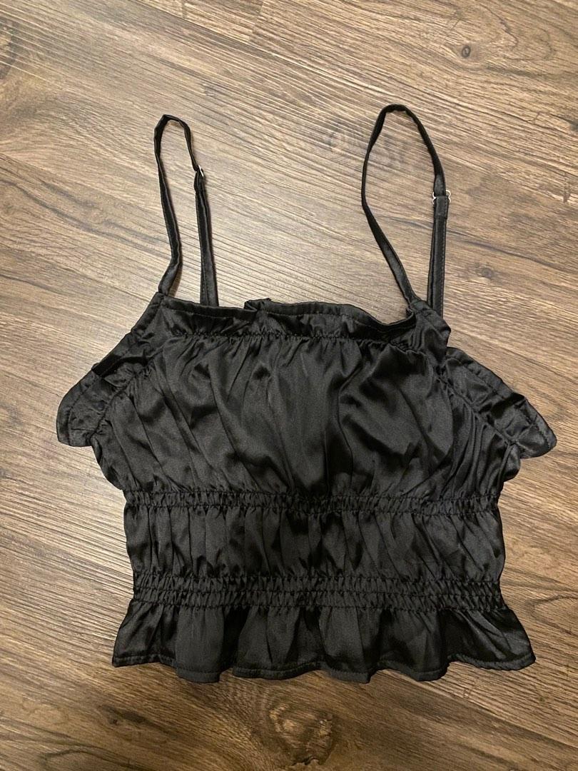 black satin scrunched top on Carousell