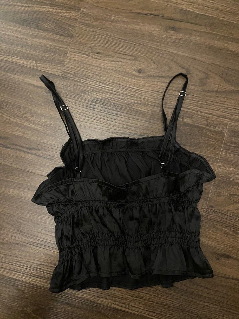 black satin scrunched top on Carousell
