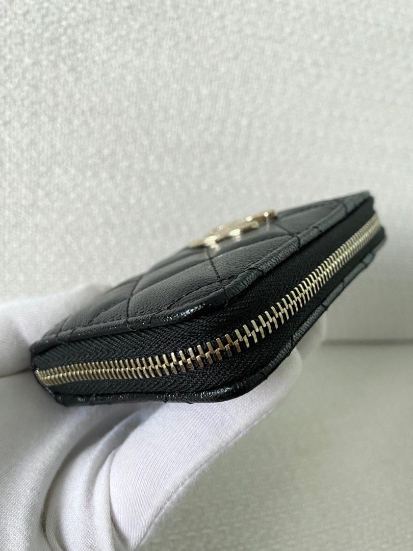 CHANEL 22B Black Caviar Leather Card / Coin Wallet 100% AUTHENTIC+BRAND ...