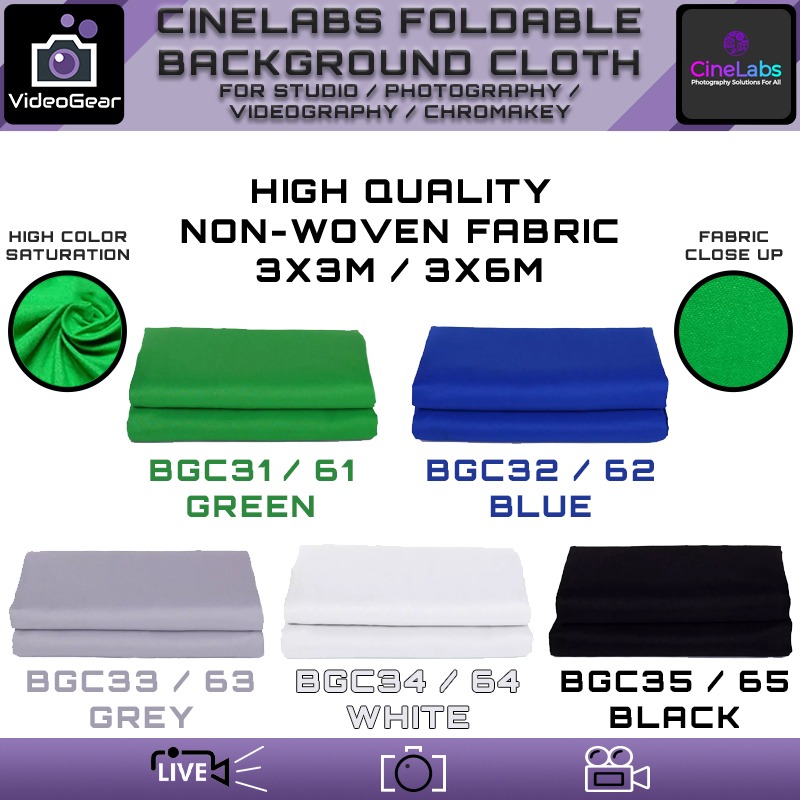 CineLabs Foldable Background and Backdrop Cloth — (3x3m / 3x6m Non ...