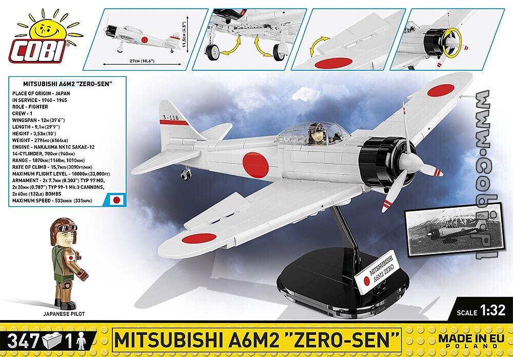 COBI WW2 JAPANESE MITSUBISHI ZERO FIGHTER PLANE 5729 (LEGO compatible ...