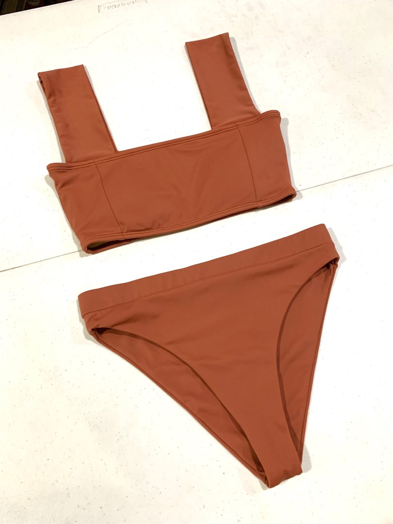 Eighth Mermaid: Salmon Square Neck Swimsuit, Women's Fashion, Swimwear ...