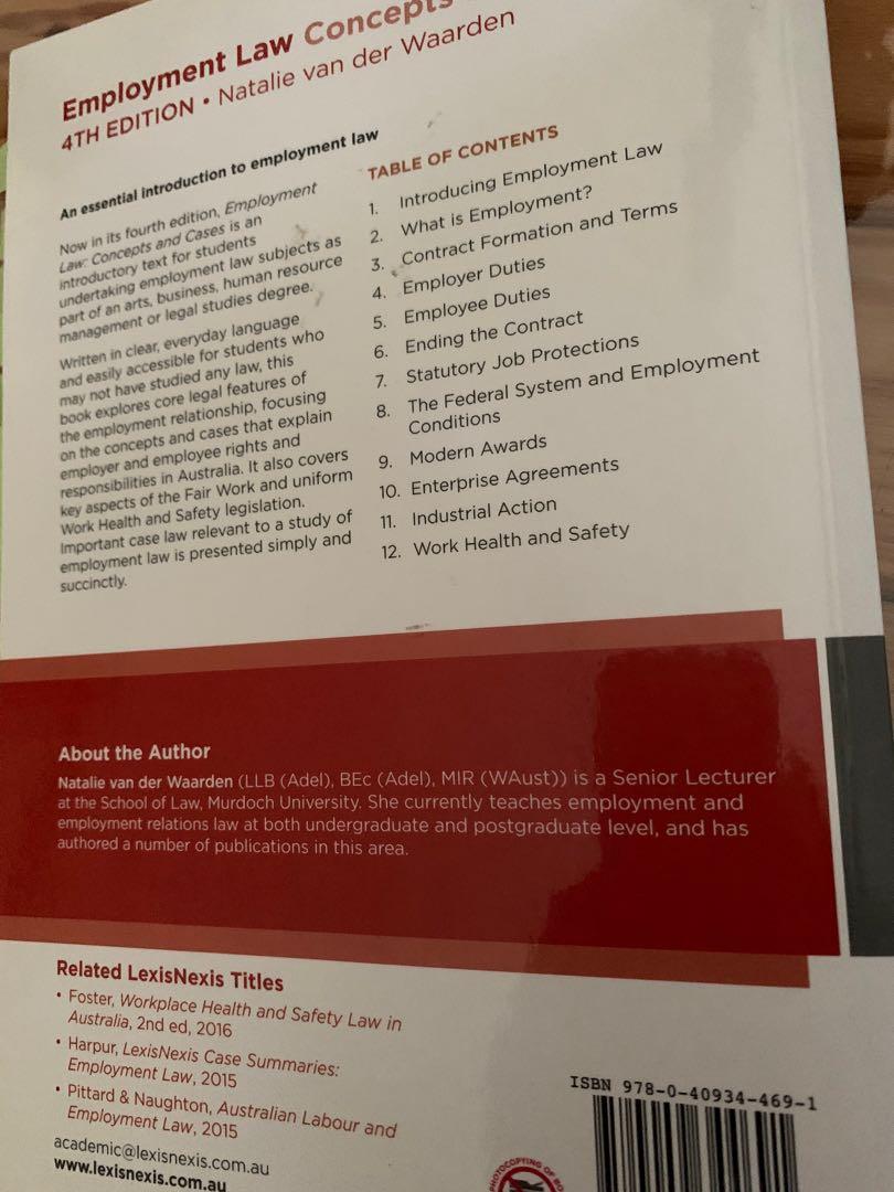 Employment Law/ Workplace Law Textbook, Hobbies & Toys, Books ...
