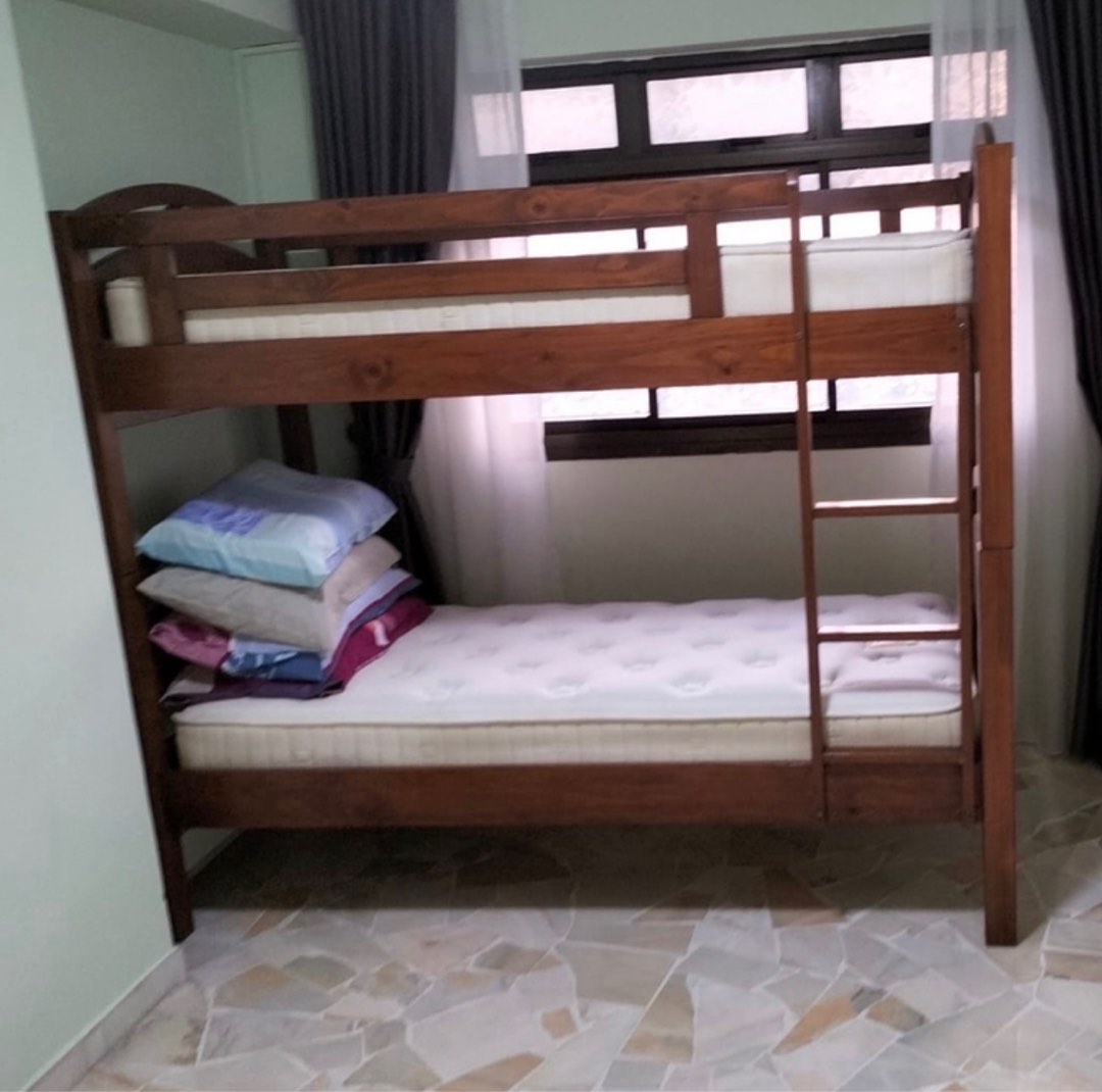 Free delivery wood bunk bed/double decker Bed frame (can split 2 unit ...