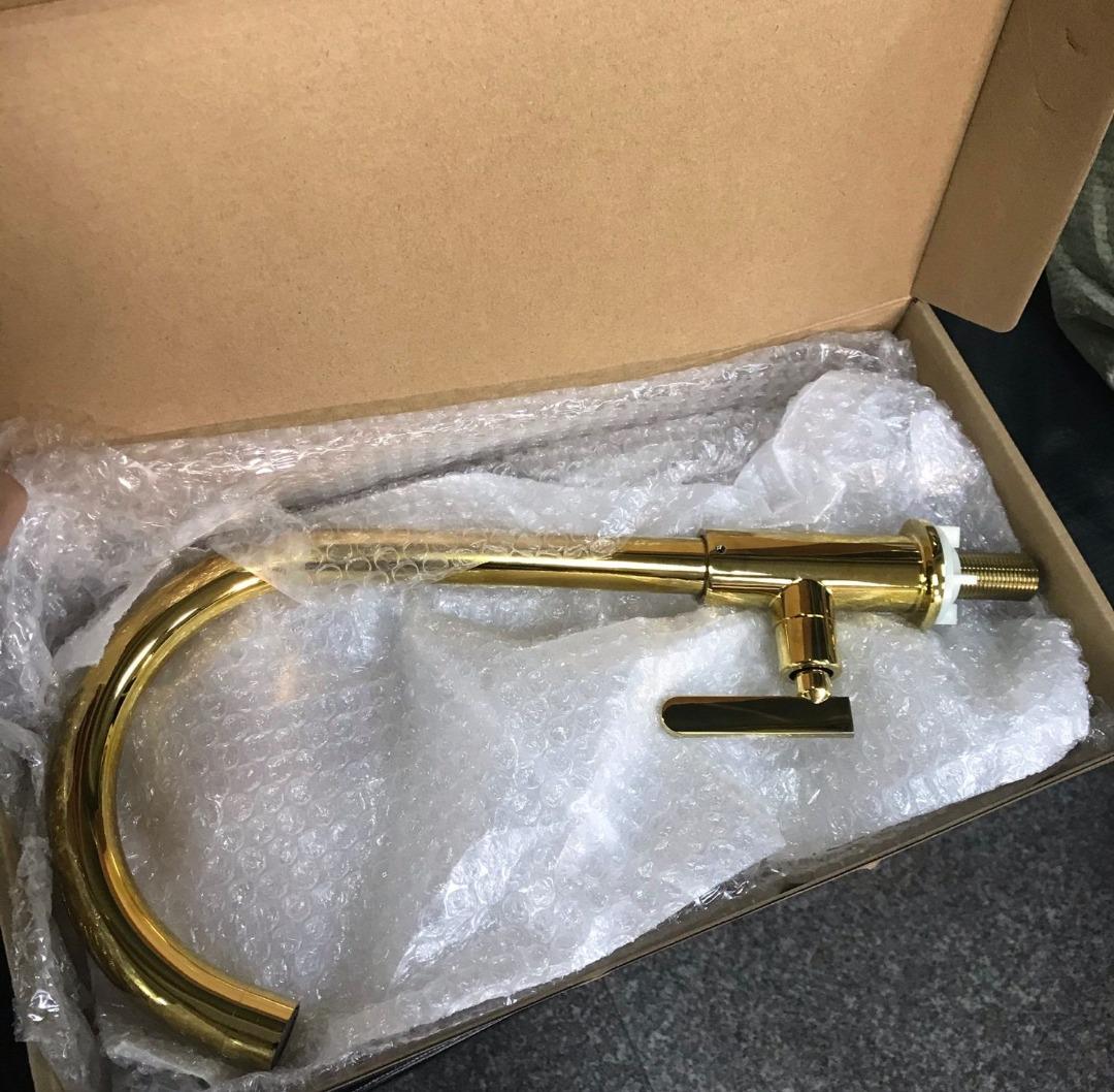 Gold Titanium Kitchen Tap Faucet | 360 Degrees Turning | Single Cold ...
