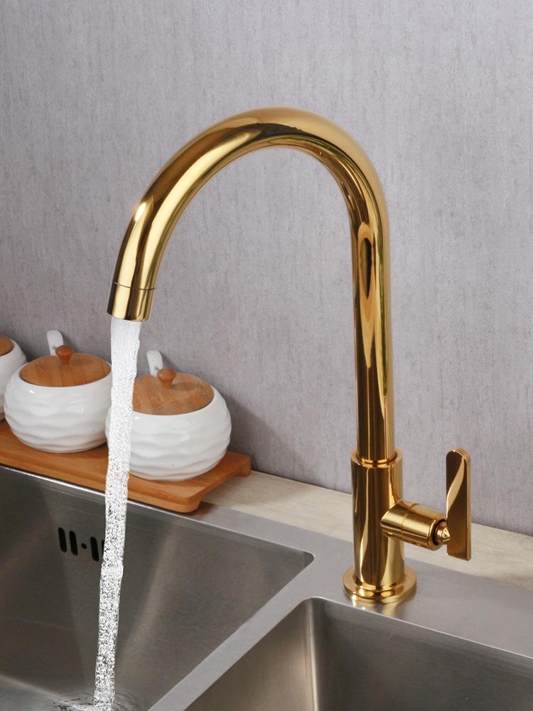 Gold Titanium Kitchen Tap Faucet | 360 Degrees Turning | Single Cold ...