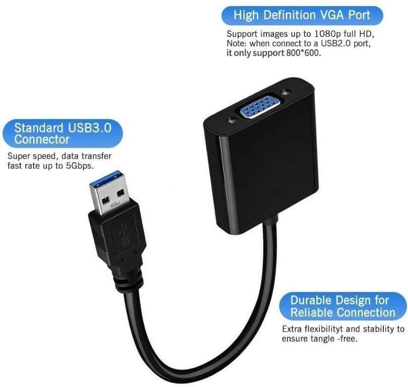 H3243 USB 3.0 to VGA Adapter, USB to VGA Multi-Display Video Adapter ...