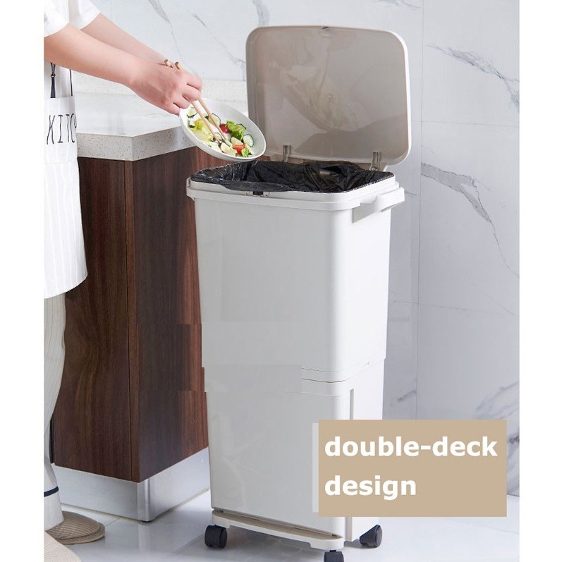 HEMNES-2 tier Movable Trash Bin/High capacity 38L dustbin rubbish bin ...