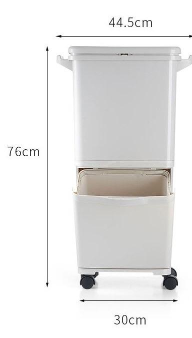 HEMNES-2 tier Movable Trash Bin/High capacity 38L dustbin rubbish bin ...