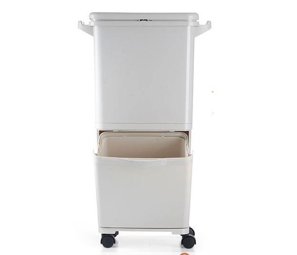 HEMNES-2 tier Movable Trash Bin/High capacity 38L dustbin rubbish bin ...