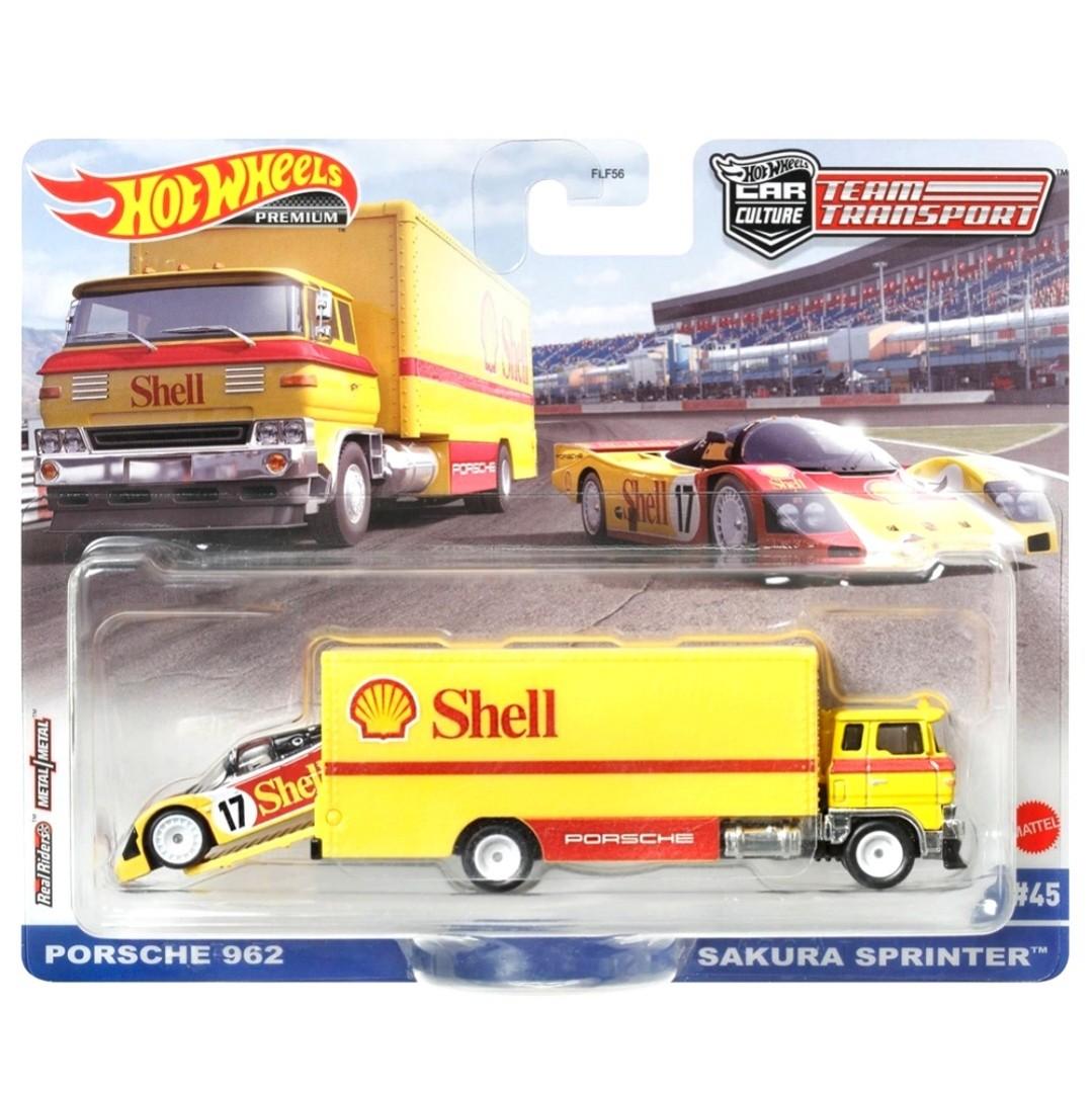 Hot Wheels Premium Team Transport Shell Porsche 962 And Sakura Sprinter ...