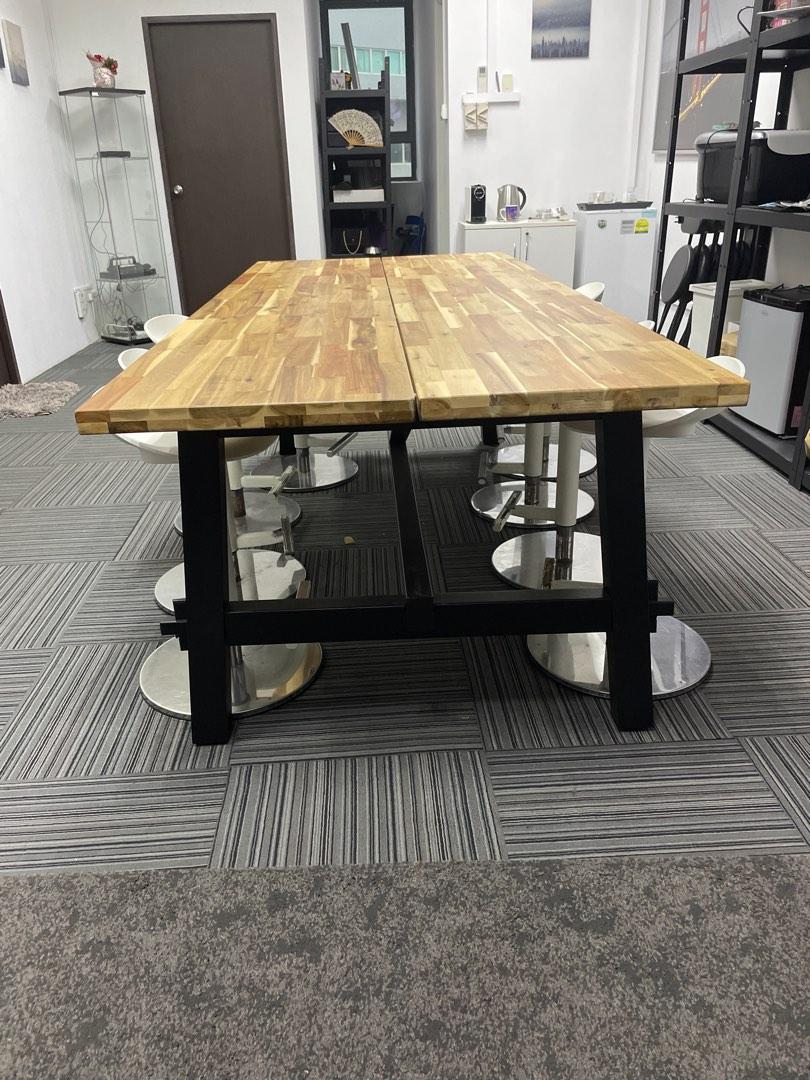 IKEA long wooden Dining Table, Furniture & Home Living, Furniture ...