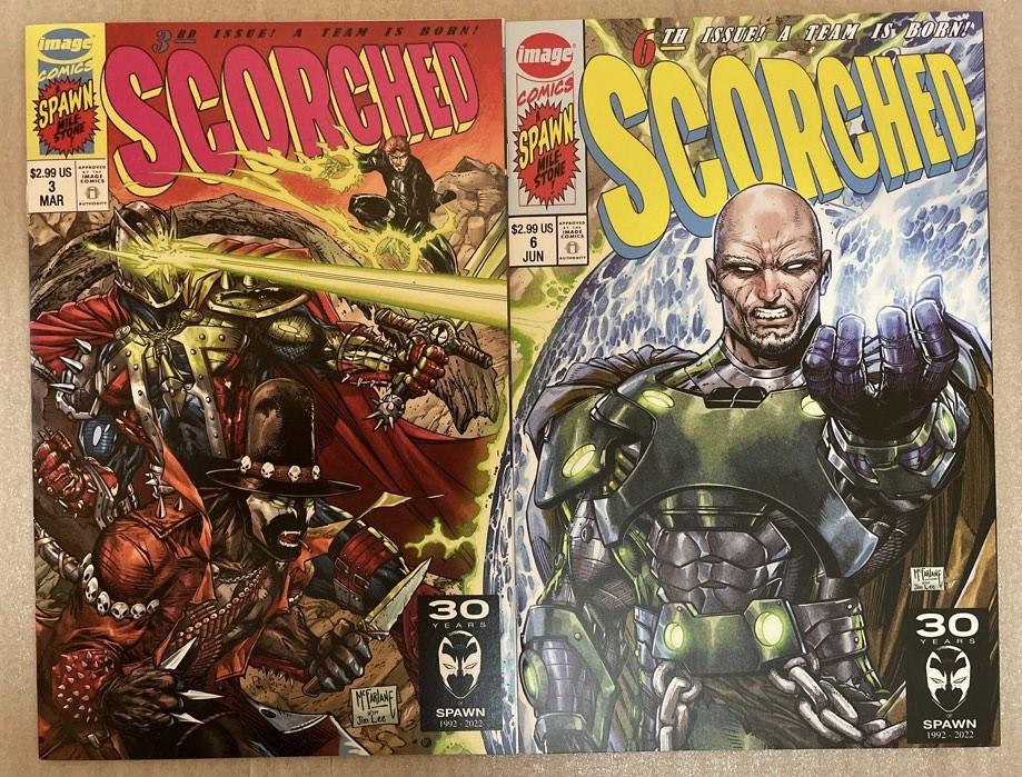 Image - King Spawn #1 ; Scorched #1 ; Gunslinger #1 connecting covers ; Scorched connecting ...
