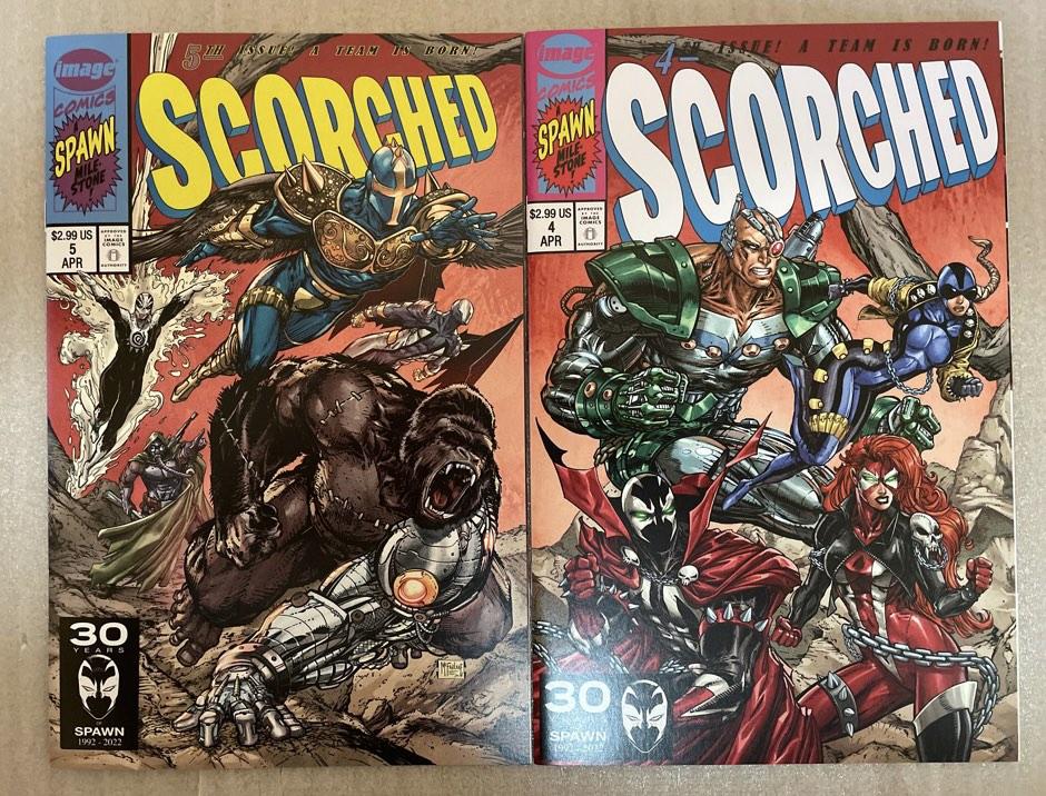 Image - King Spawn #1 ; Scorched #1 ; Gunslinger #1 connecting covers ; Scorched connecting ...