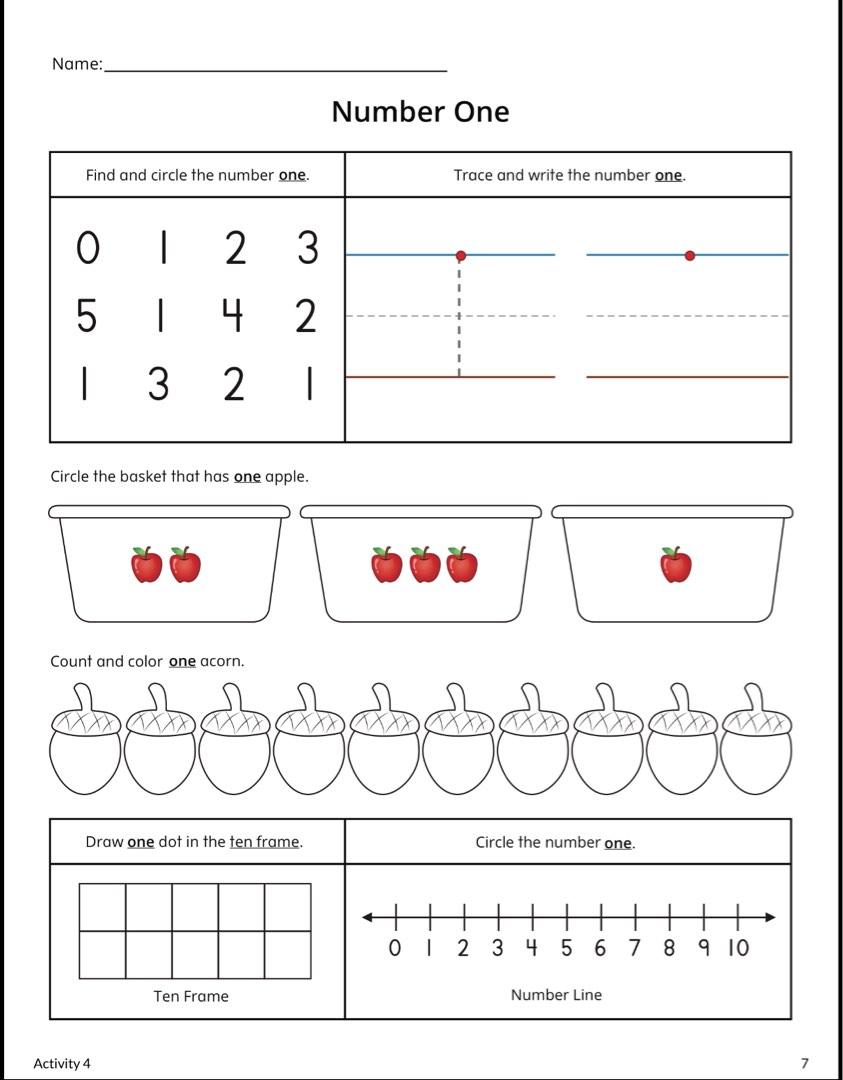 Kindergarten Maths 1 Worksheet Number Learning for children ...