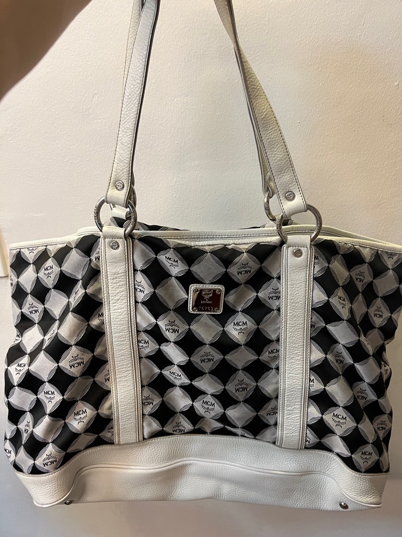 Mcm diamond pattern tote, Luxury, Bags & Wallets on Carousell