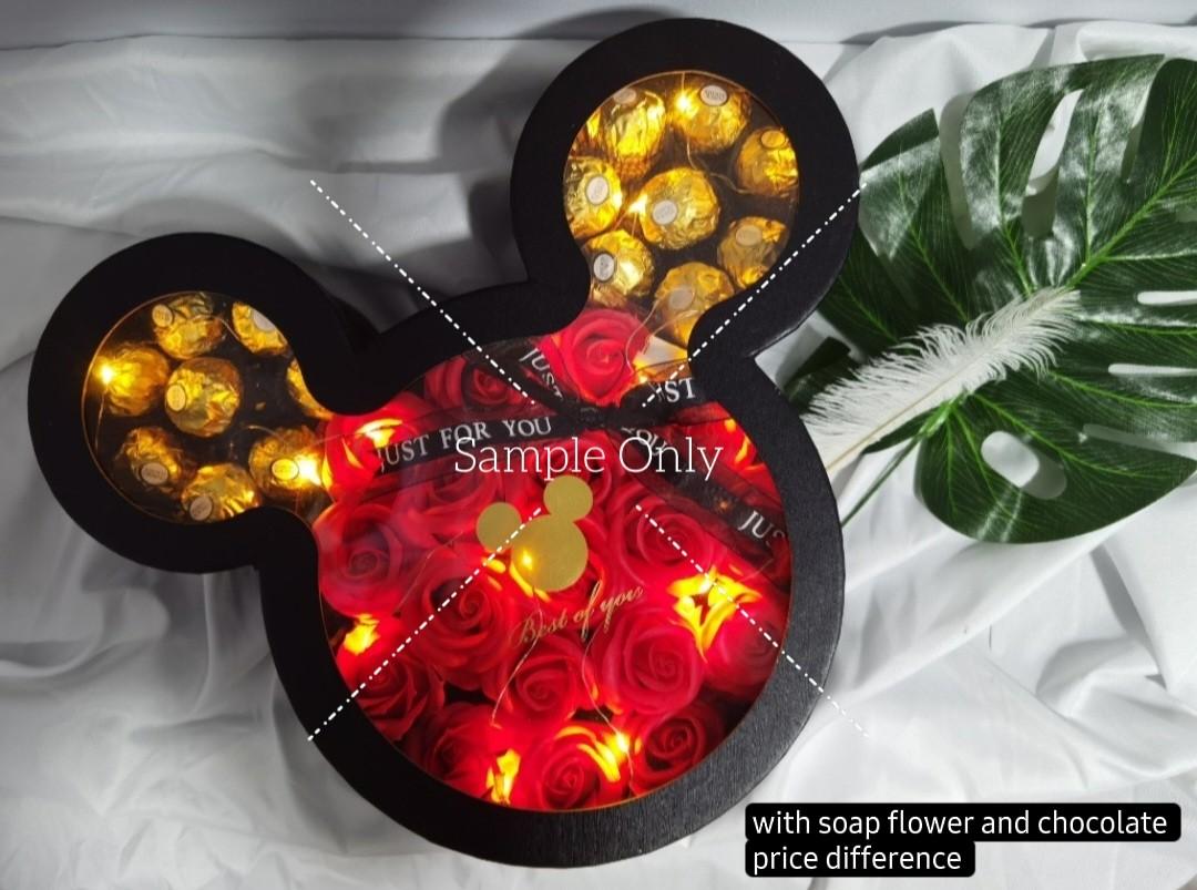 Mickey Mouse Gift Box With Black Paper Filler And LED Light, Food ...