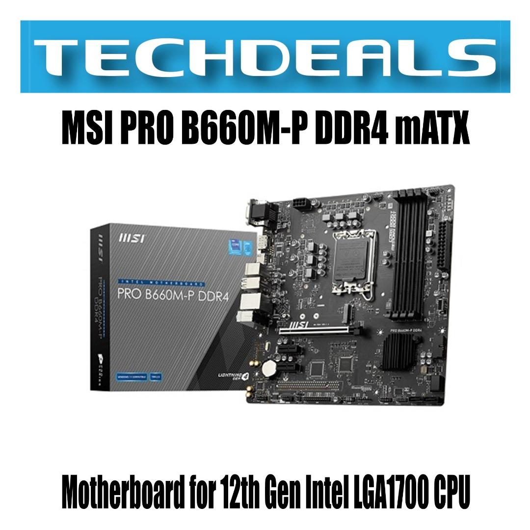 MSI PRO B660M-P DDR4 mATX Motherboard for 12th Gen Intel LGA1700 CPU ...