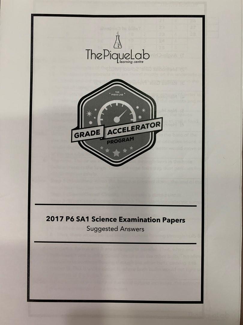 Pique Lab 2017 P6 SA1 Science suggested answers, Hobbies & Toys, Books ...