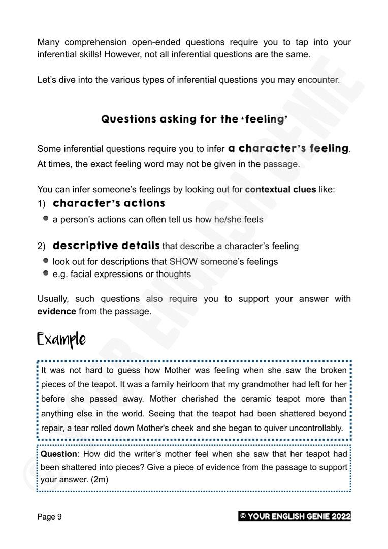 PSLE Comprehension Open-ended Notes / Answering Strategy Book (Primary ...