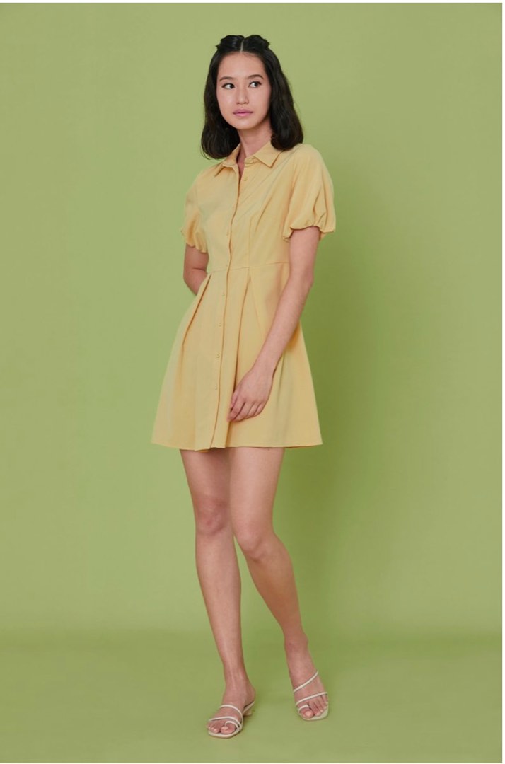 Purpur Singapore Jennie Puff Sleeve Button Dress Dandelion, Women's ...