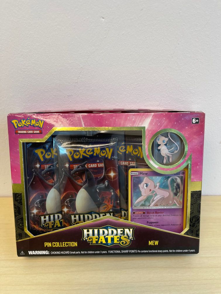 RARE (ALL ZARD PACKS) Hidden fates mew pin - 3 Charizard booster packs ...