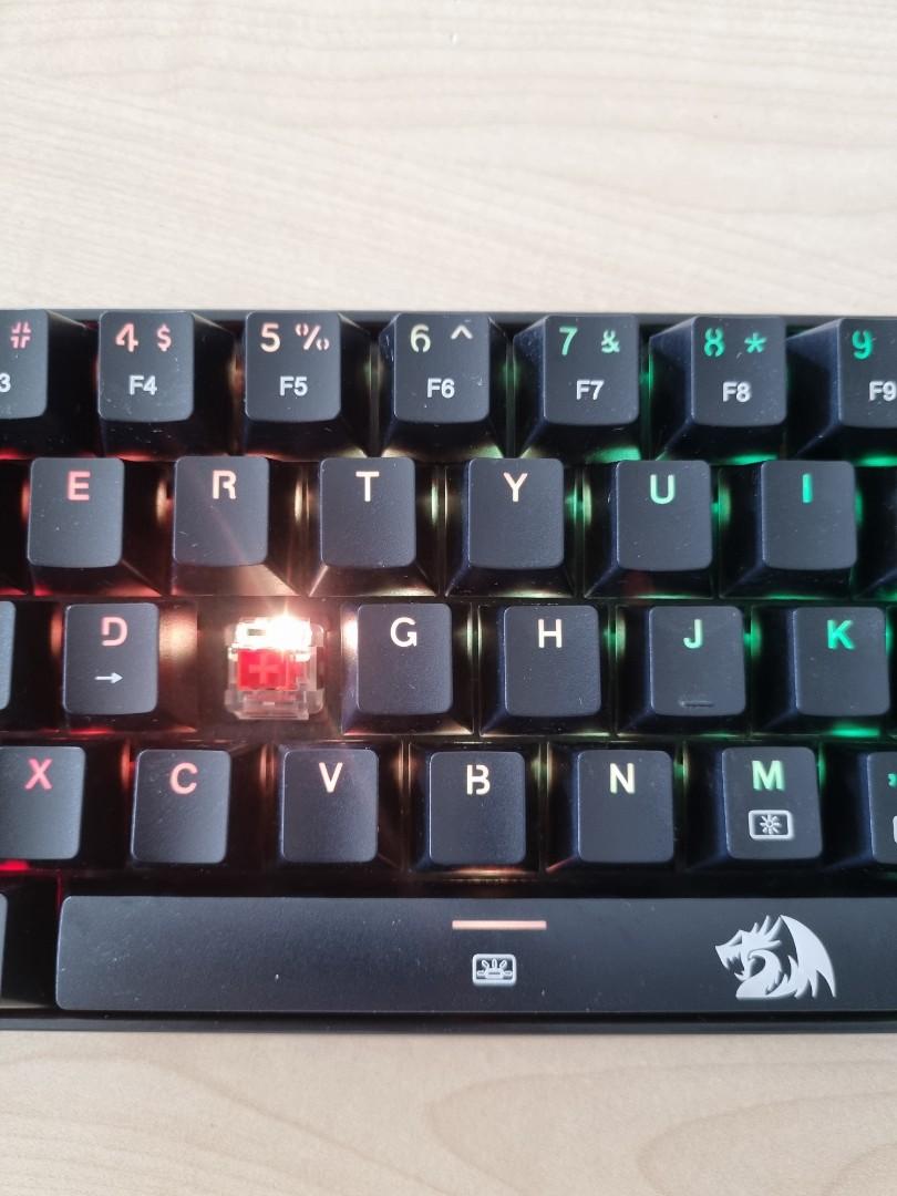 Redragon K630 RGB Backlit Hotswap 60% 61 Keys Red Switch BLACK ...