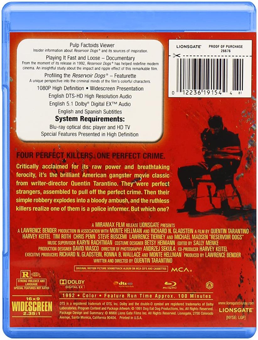 Reservoir Dogs (15th Anniversary Edition) [Blu-ray], Hobbies & Toys ...