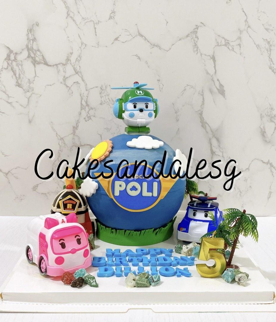 Robocar Poli Pinata Cake, Food & Drinks, Homemade Bakes on Carousell