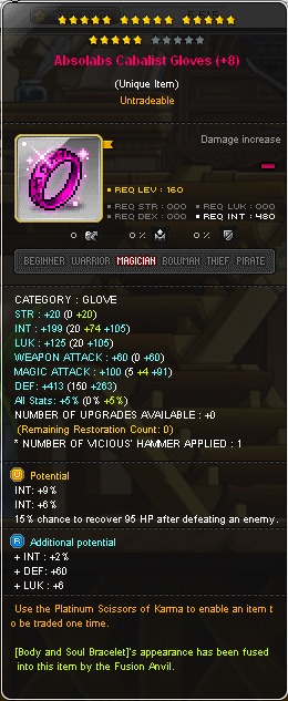 Mage Abso Glove 20* (PSOKed), Video Gaming, Gaming Accessories, In-Game ...