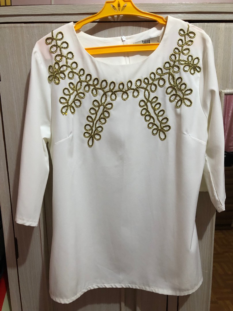 Sakaya white bliuse 3/4 sleeves medium - large, Women's Fashion, Tops ...