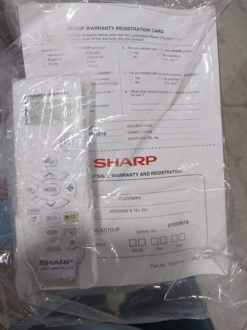 Sharp J-tech Aircon Split Type 1.5hp, TV & Home Appliances, Air ...