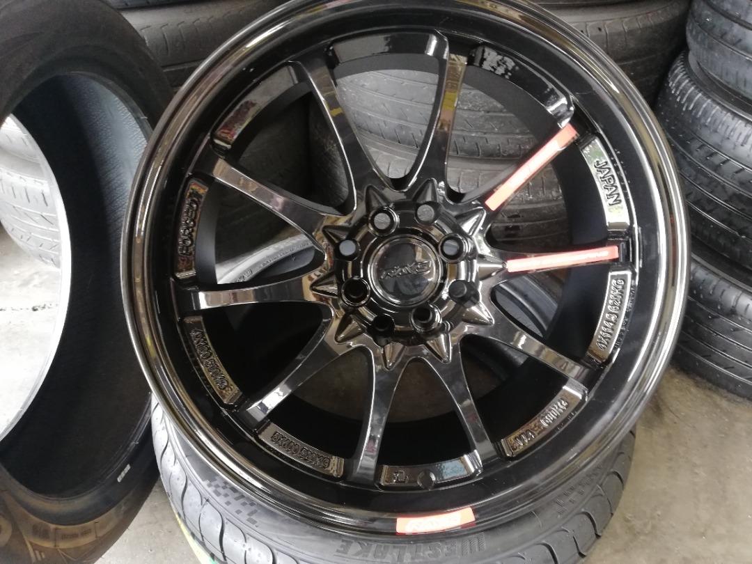 sport rim volk CE28 glossy black 17 inch siap tayar baru, Auto ...