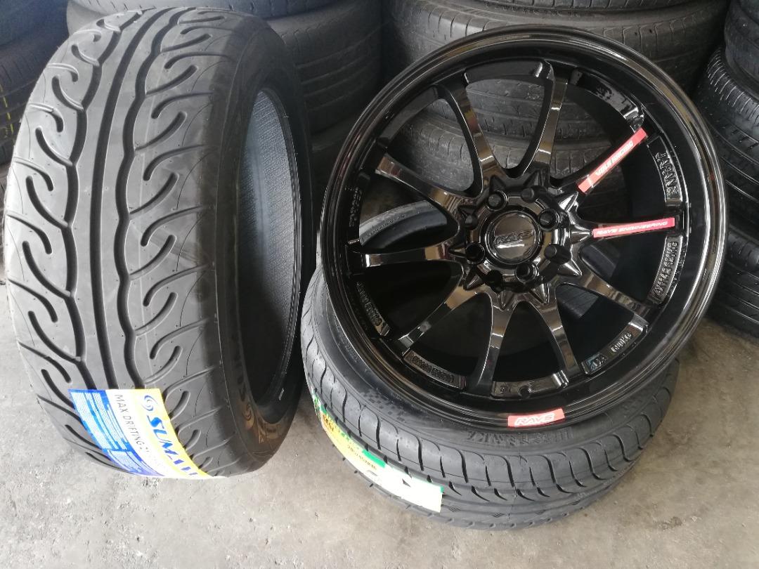 sport rim volk CE28 glossy black 17 inch siap tayar baru, Auto ...