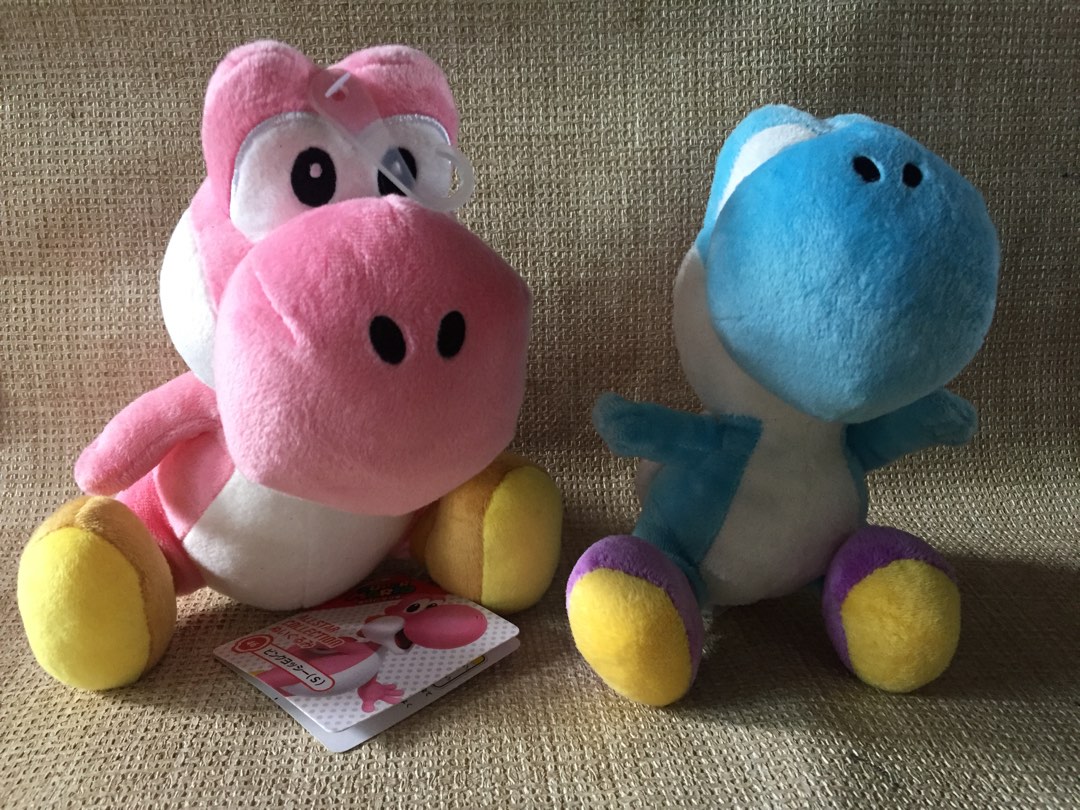 Super Mario Pink and Blue Yoshi Plush Toys, Hobbies & Toys, Toys ...