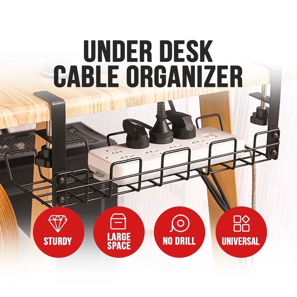 Under Desk Cable Management Organizer Basket Pallet Box No Drilling ...