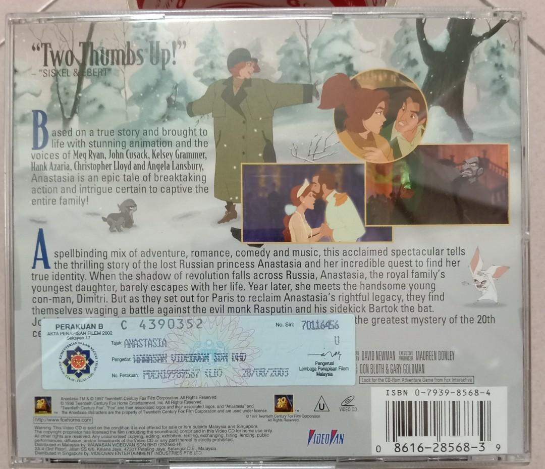 VCD ANASTASIA MOVIE CARTOON, Hobbies & Toys, Music & Media, CDs & DVDs ...