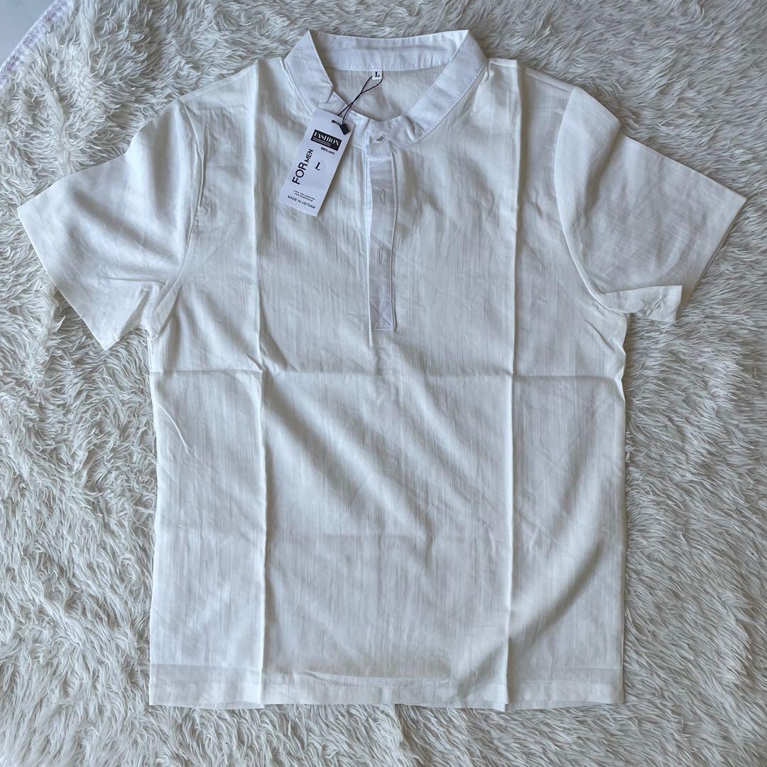 White Linen Polo for Men, Men's Fashion, Tops & Sets, Tshirts & Polo ...