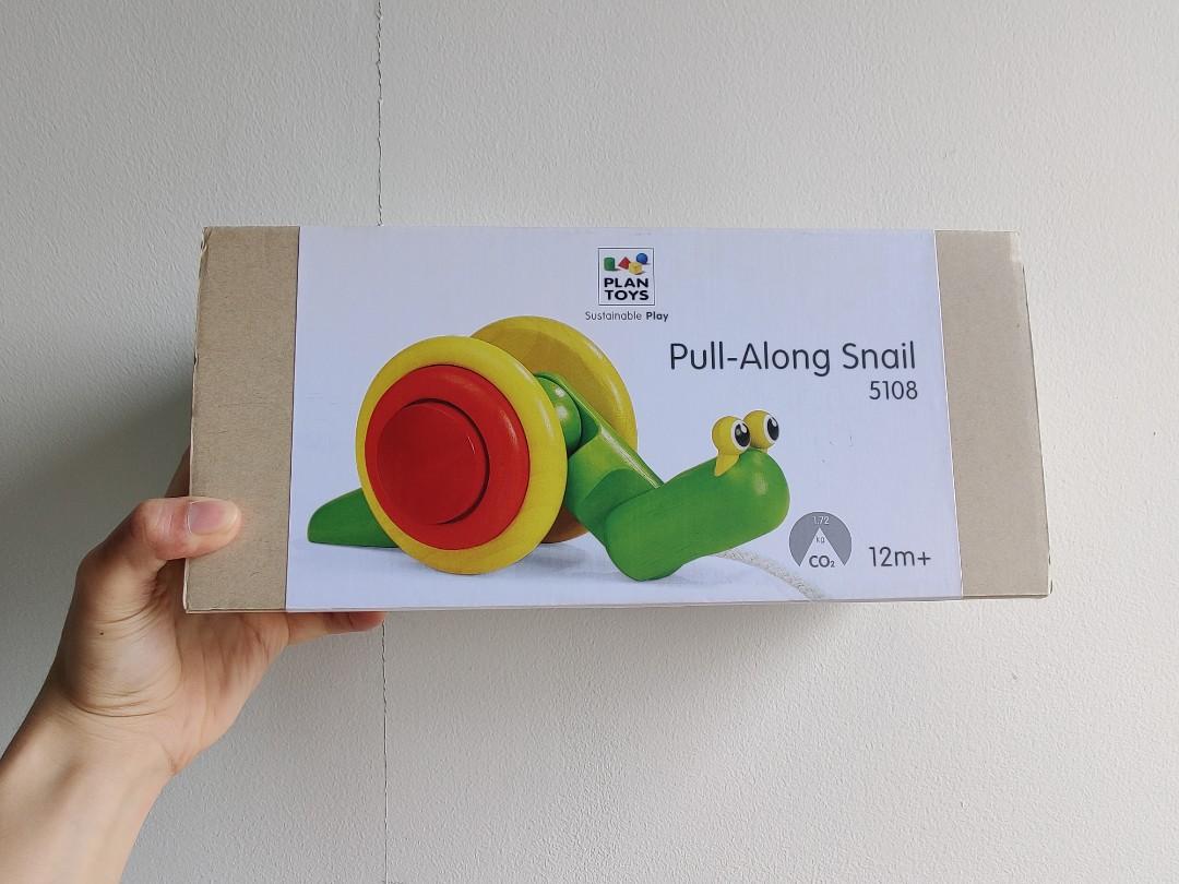 Wooden Pull Along Snail, Babies & Kids, Infant Playtime on Carousell