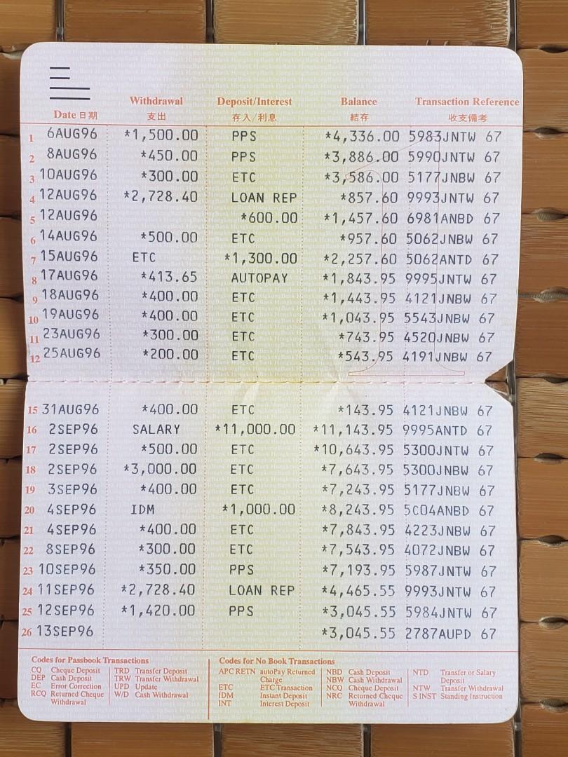 1996年匯豐銀行hsbc存摺紅簿仔,冇封面..品相如圖.., 興趣及遊戲, 收藏品及紀念品, 古董收藏 - Carousell