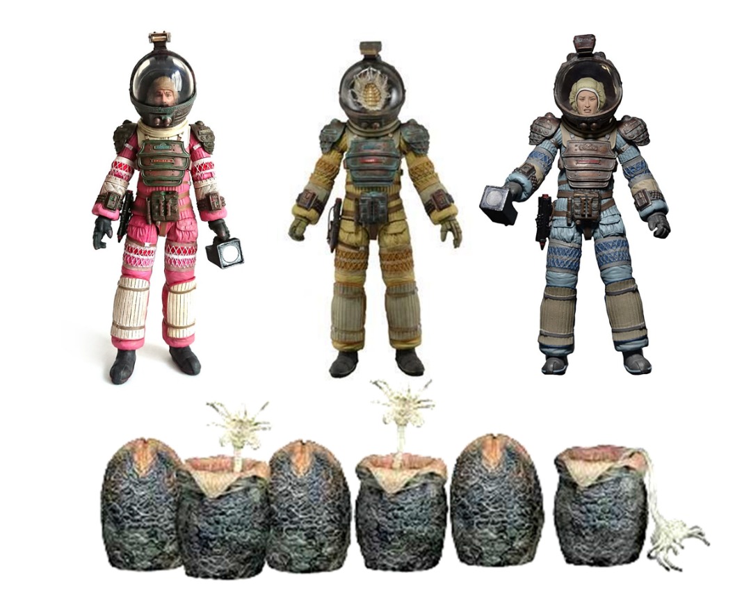 1 Lot NECA ALIEN 7" Scale DALLAS, KANE, LAMBERT with XENOMORPH EGGs ...